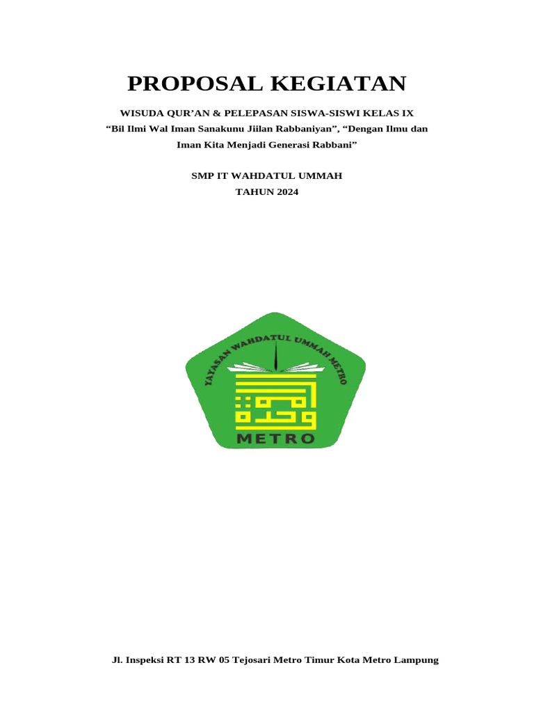PROPOSAL WISUDA 2024 New | PDF | Islamic Ethics | Islamic Belief And Doctrine