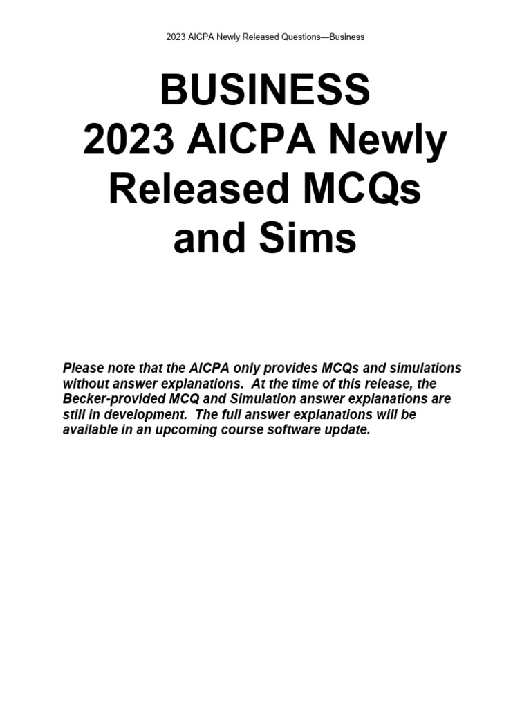 AICPA Newly Released Questions Bec | PDF