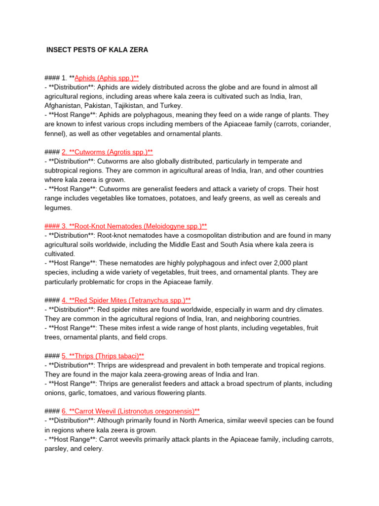Insect Pests of Kala Zera | PDF