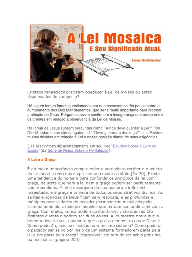 A Lei Mosaica e Seu Significado Atual | PDF | Crença e doutrina ...