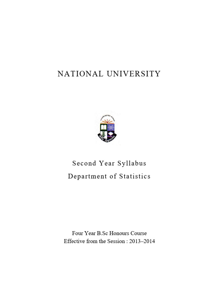 NU 2nd Year Statistics Syllabus | PDF | Sampling (Statistics) | Curvature
