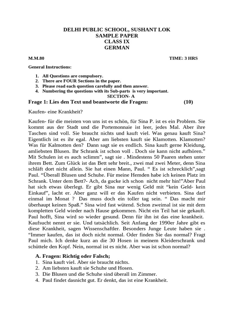 Ix Sample Paper | PDF