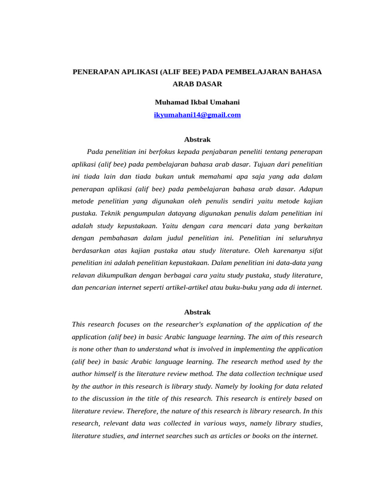 PENERAPAN APLIKASI ALIF BEE. Iky | PDF