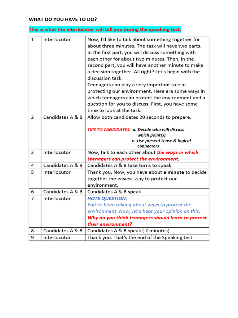 Tips For Speaking Test SPM | PDF
