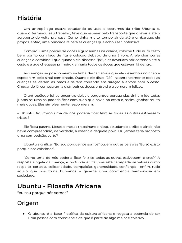 Ubuntu - Filosofia Africana (Apresentação) | PDF