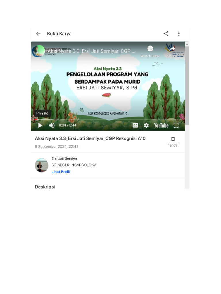 Bukti Karya PMM Aksi Nyata 3.3 - Ersi Jati Semiyar | PDF