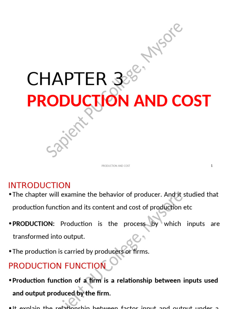 Chap3 - ProductionAndCost-1 | PDF | Labour Economics | Production Function