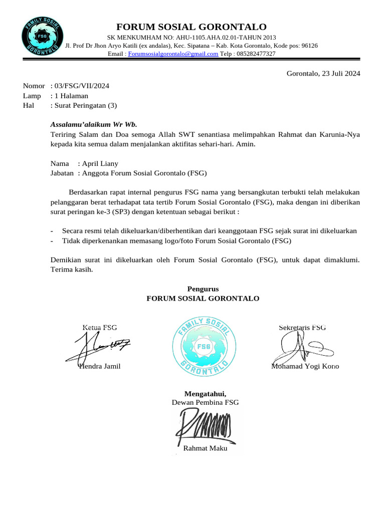 Surat SP 3 April | PDF