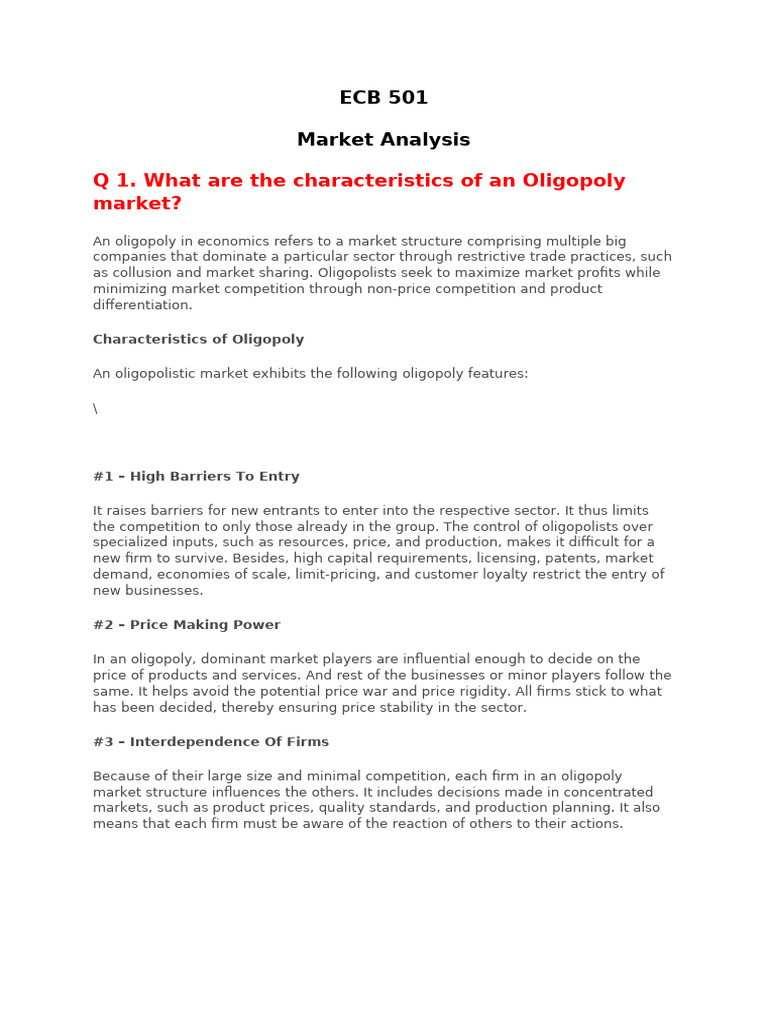 Ecb 501 | PDF | Oligopoly | Business