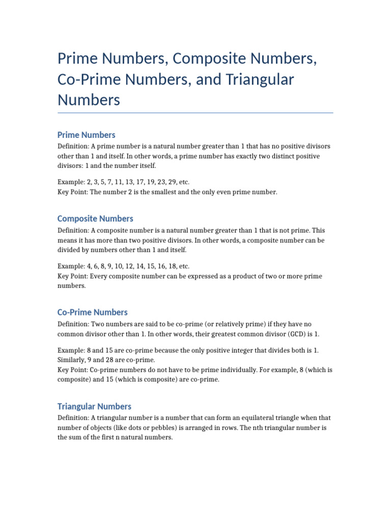 Prime Composite CoPrime Triangular Numbers | PDF