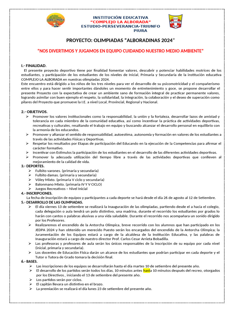 Proyecto Olimpiadas 2024 | PDF