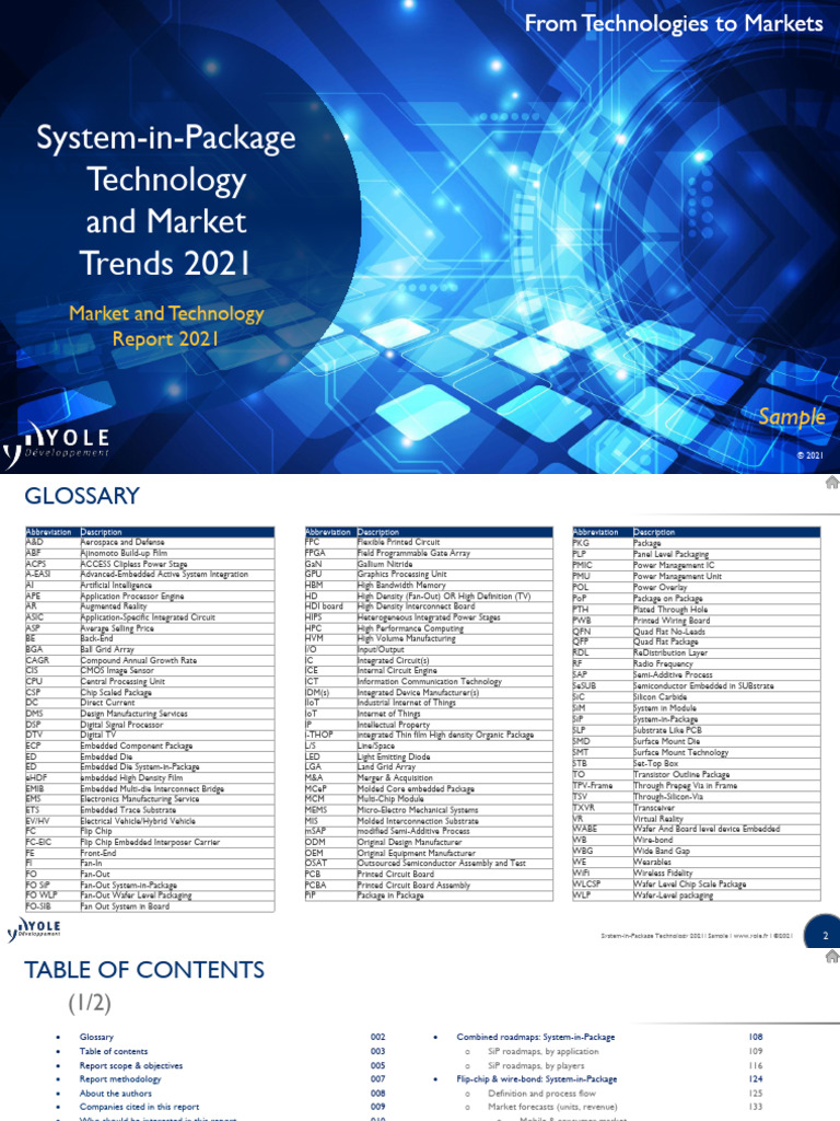 System in Package Technology and Market Trends 2021 Sample | PDF