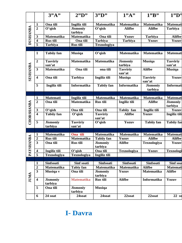 DARS JADVALI 2024- 2025 (2) (2) | PDF