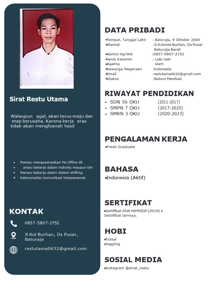 Cv SIRAT RESTU UTAMA | PDF