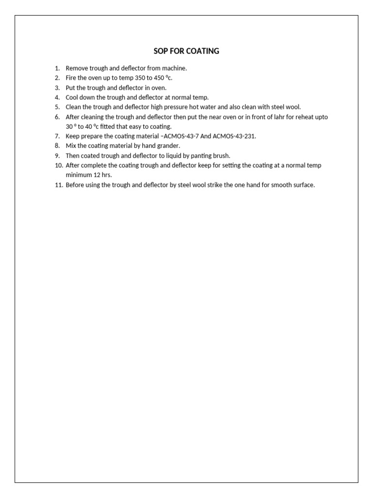 Sop For Coating | PDF