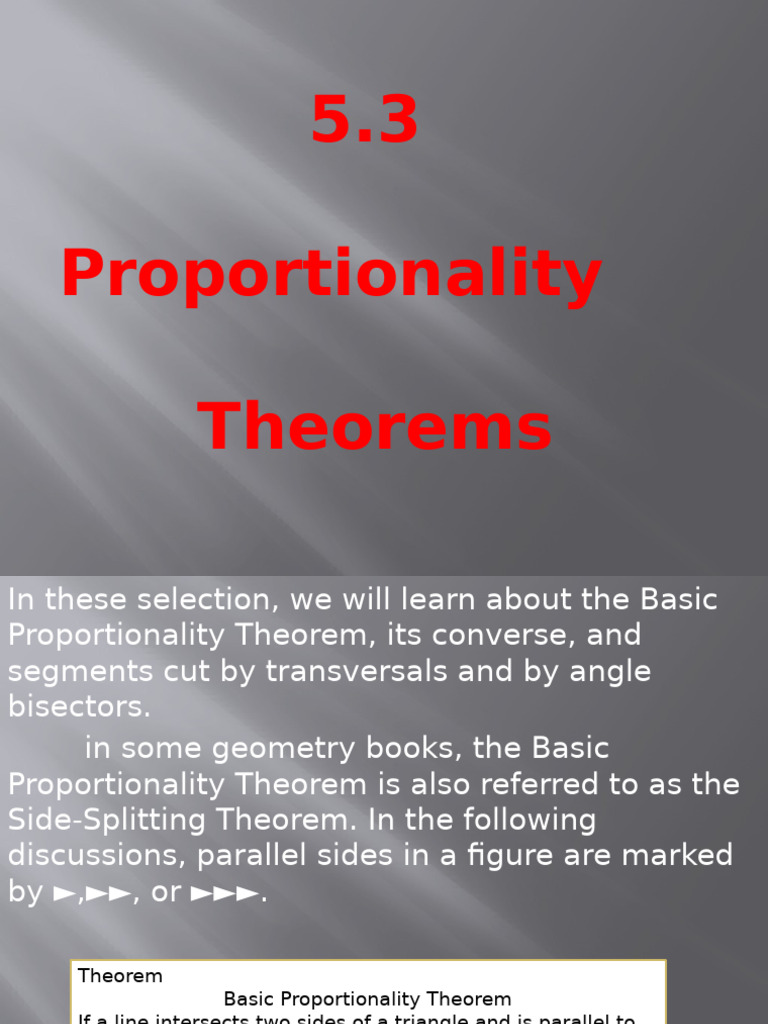 5.3 PROPORTIONALITY THEOREMS | PDF