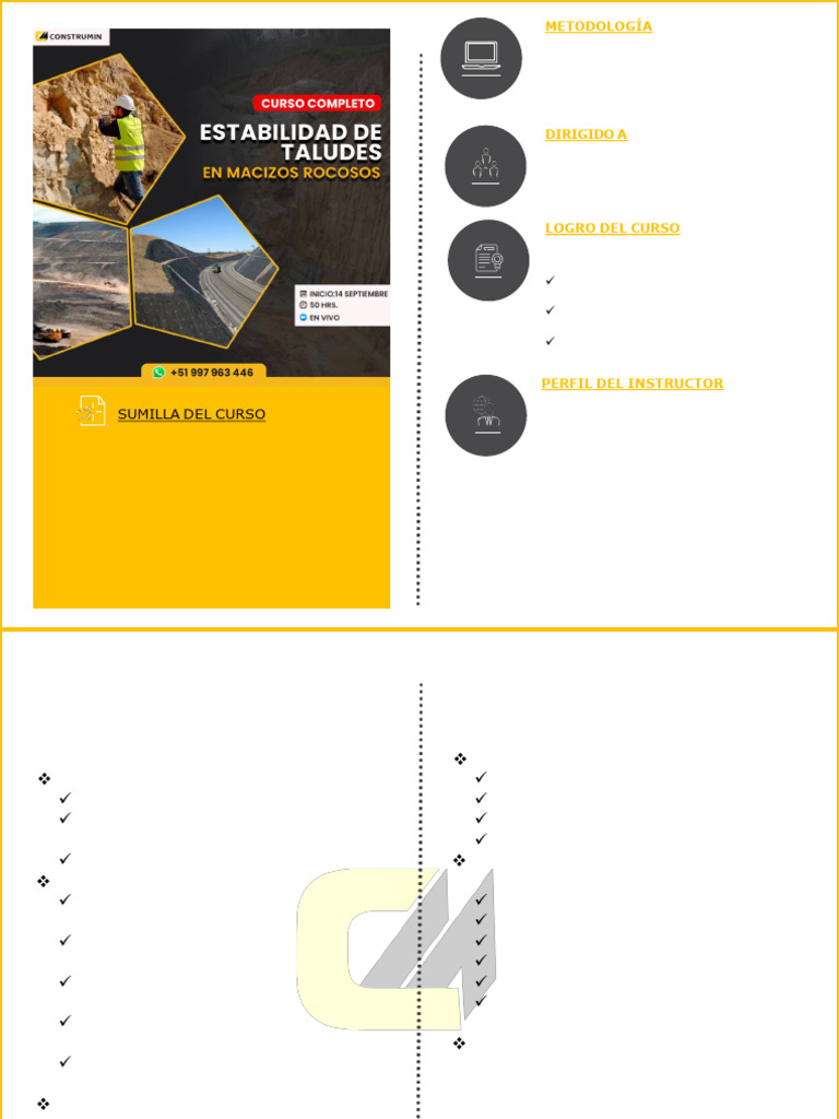 Temario Estabilidad de Taludes de Macizos Rocosos 2024 | PDF