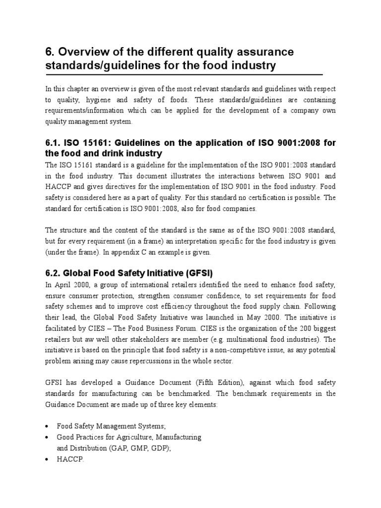 Food Quality Standards Overview | PDF | Food Safety | Iso 9000