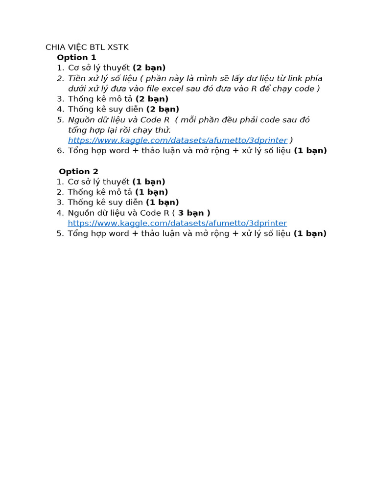 CHIA VIỆC BTL XSTK | PDF