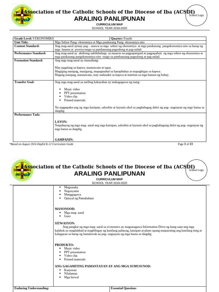 Curriculum Map Ap 9 Q4 | PDF