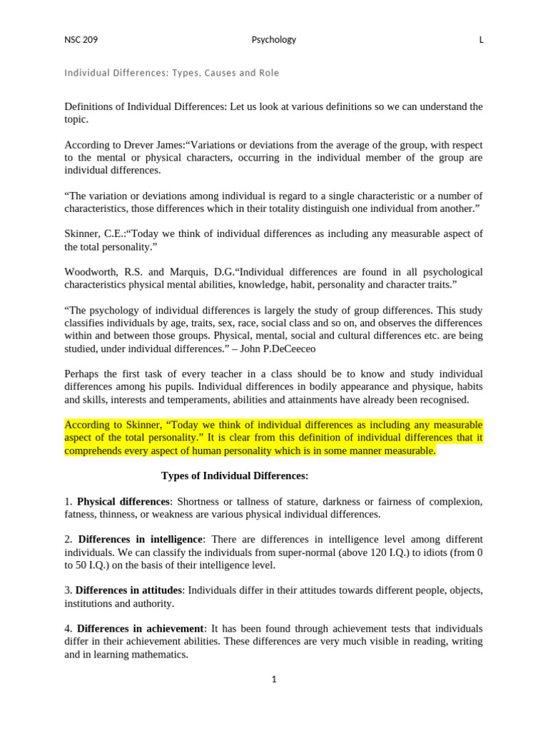 Lecture 6 - Individual Differences and Its Role in Education | PDF Lecture 6 - Individual Differences and Its Role in Education | PDF