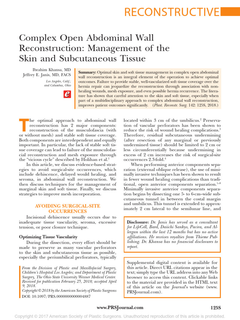 Complex Open Abdominal Wall | PDF