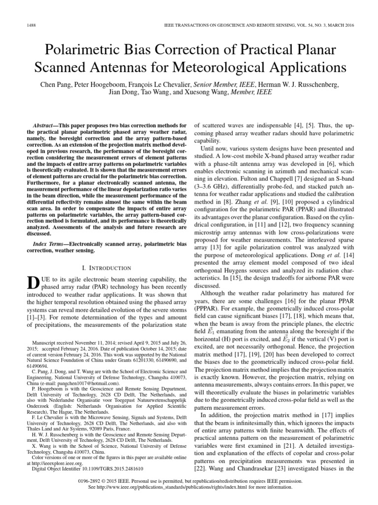 3.polarimetric Bias Correction of Practical Planar Scanned Antennas For Meteorological ...