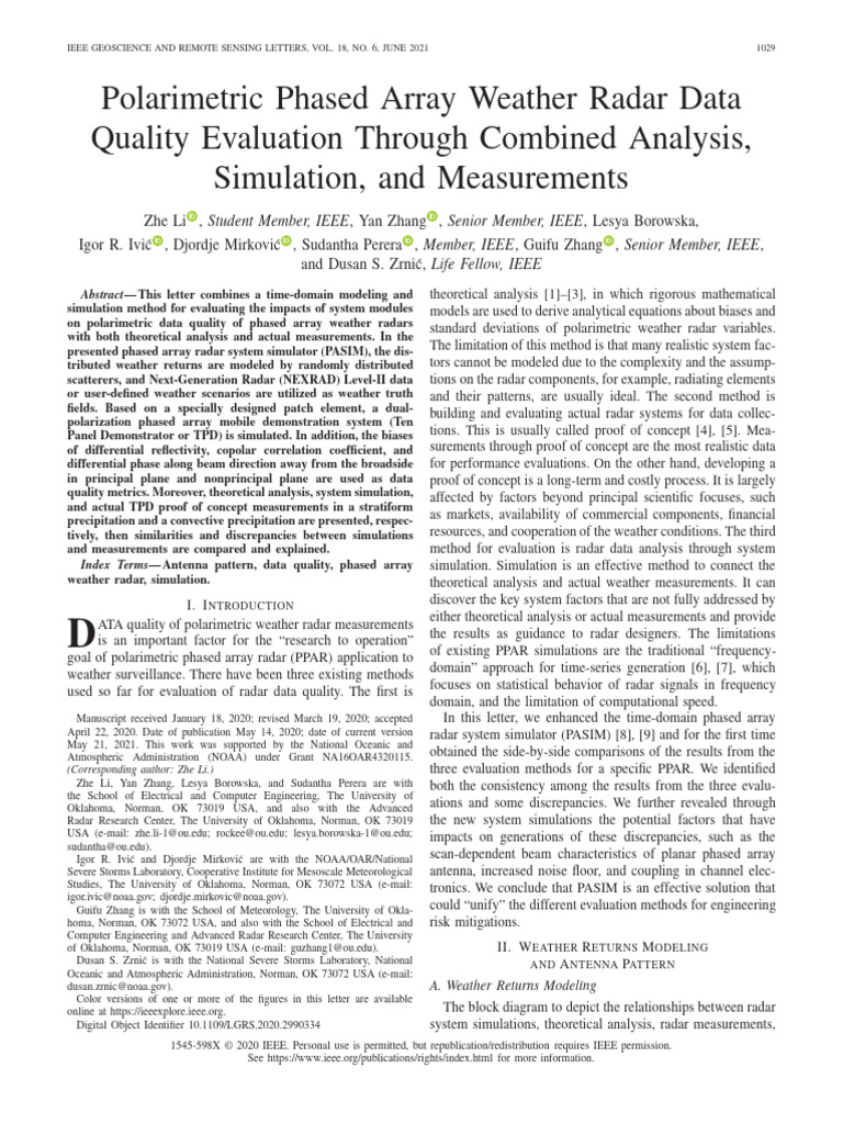 5.polarimetric Phased Array Weather Radar Data Quality Evaluation Through Combined Analysis ...