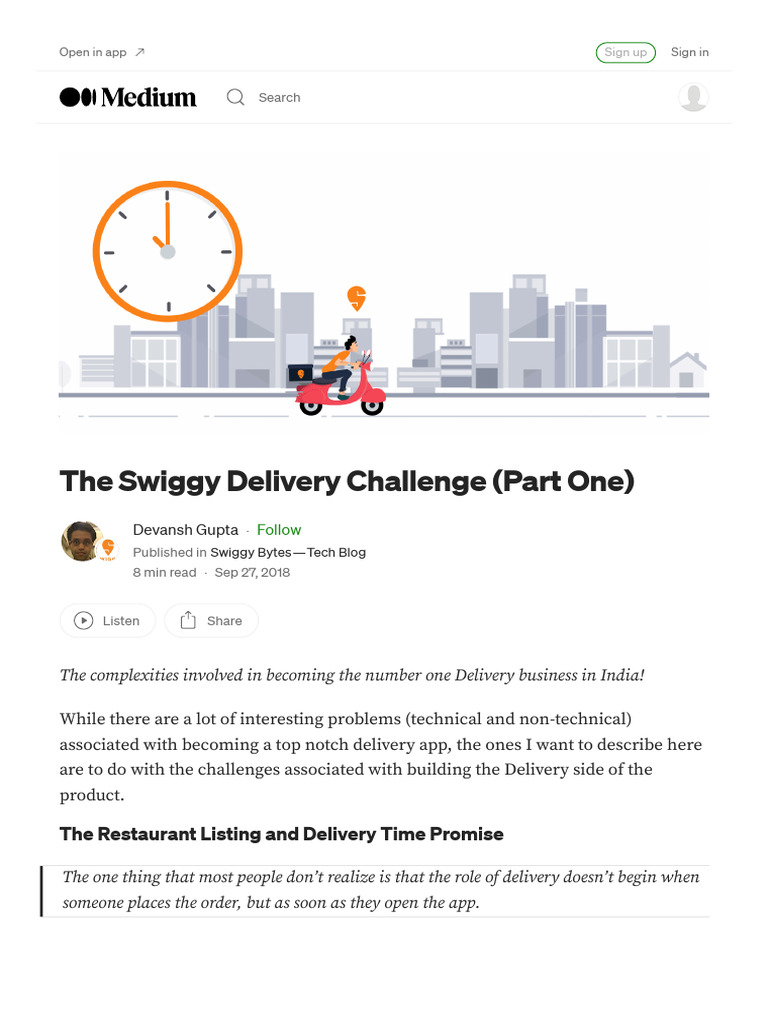 The Swiggy Delivery Challenge (Part 1) | PDF