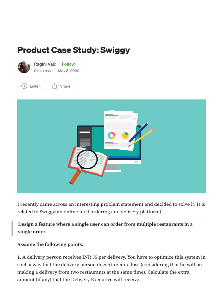 Product Case Study - Swiggy | PDF