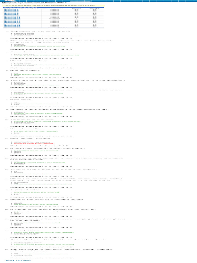 Quia - Elements and Principles of Design Quiz 4 | PDF