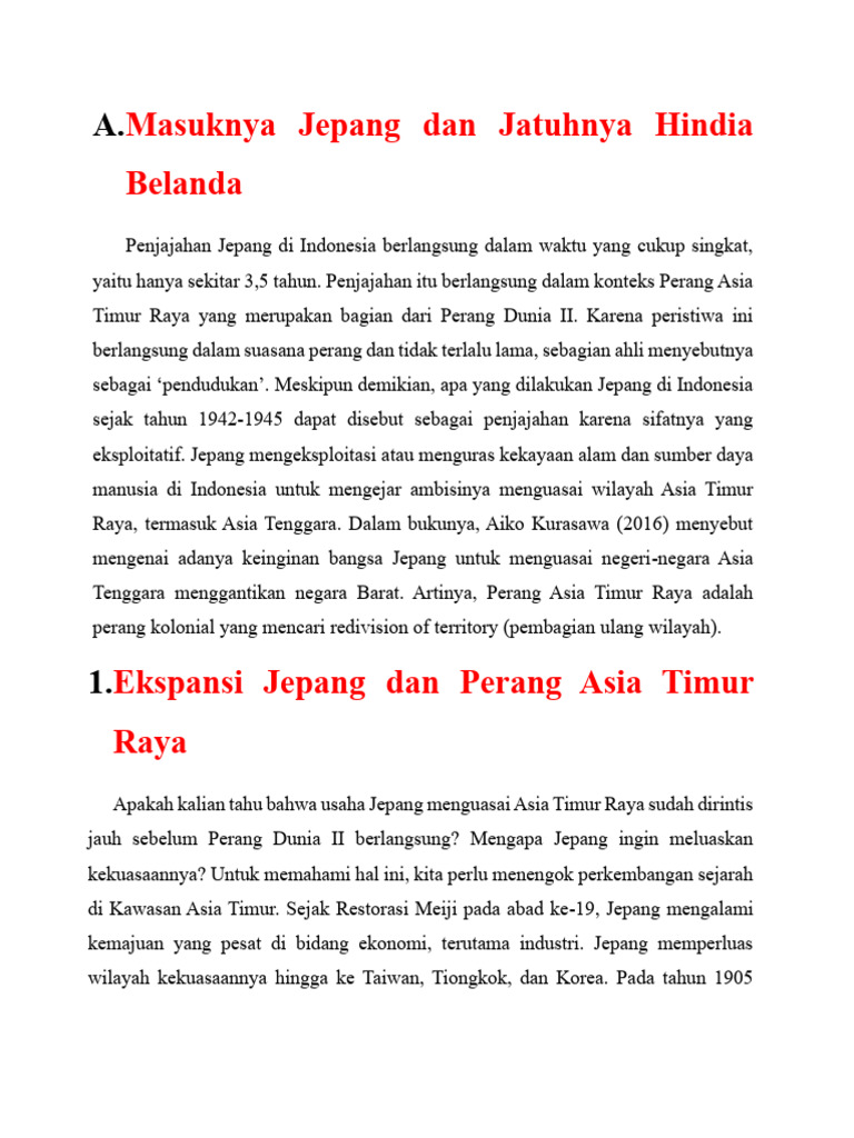 Masuknya Jepang Dan Jatuhnya Hindia Belanda | PDF