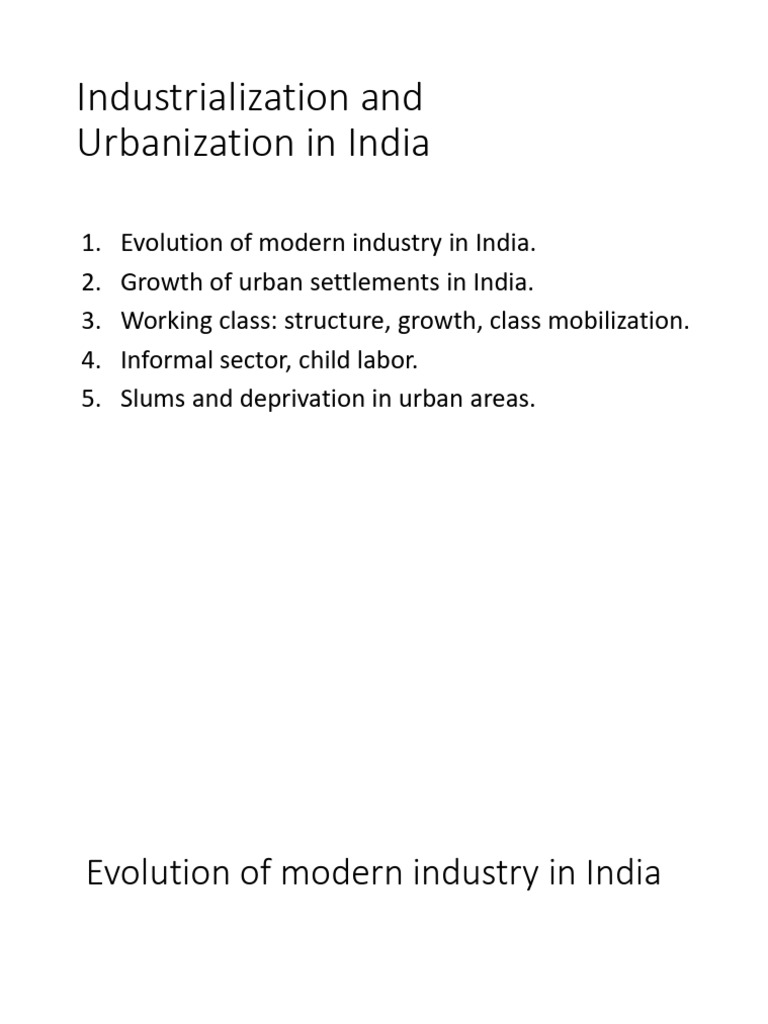 Industrialization and Urbanization in India | PDF