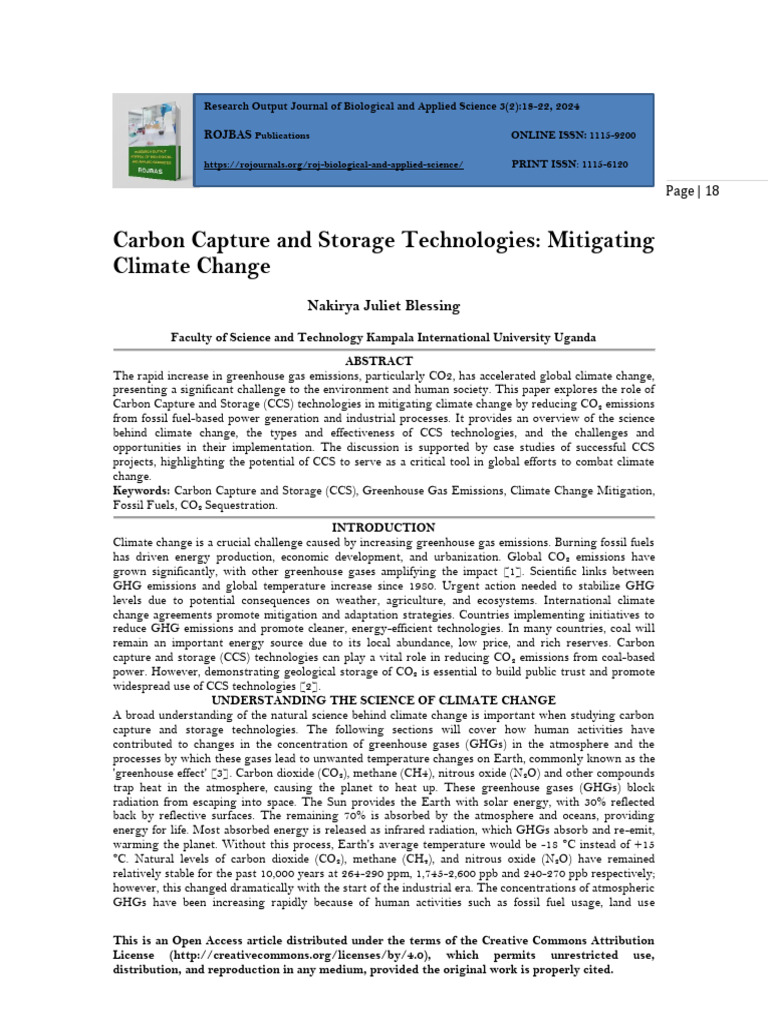 Carbon Capture and Storage Technologies: Mitigating Climate Change (WWW ...