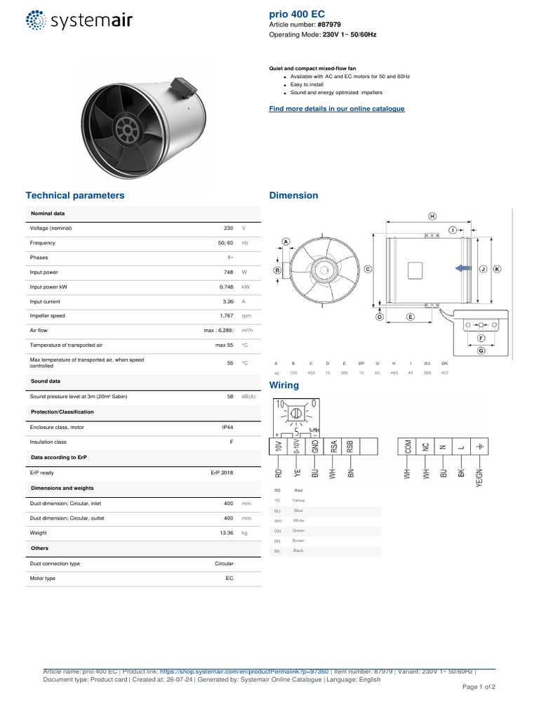 Systemair Prio 400 EC | PDF