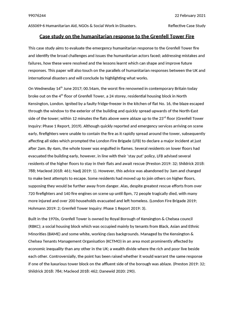 Case Study On The Humanitarian Response To The Grenfell Tower Fire ...