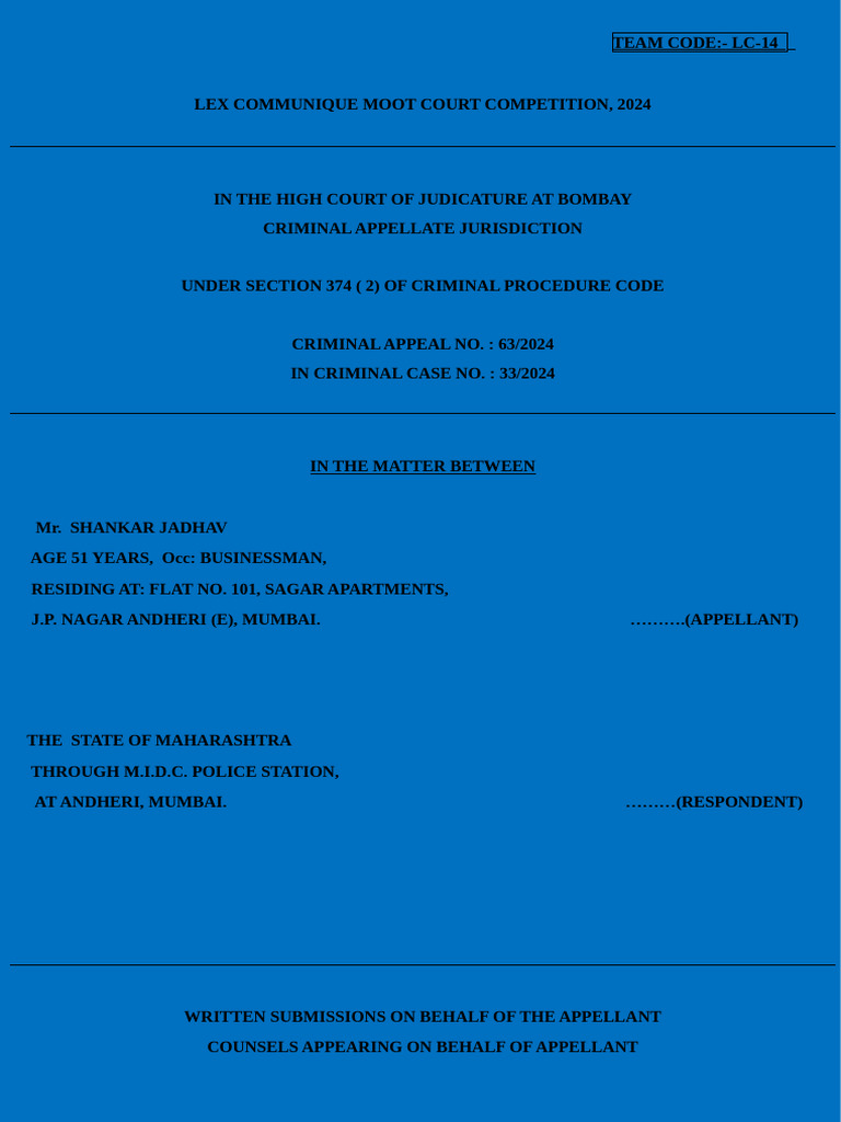 Appeal Submission: Shankar Jadhav Case | PDF | Miscarriage Of Justice ...