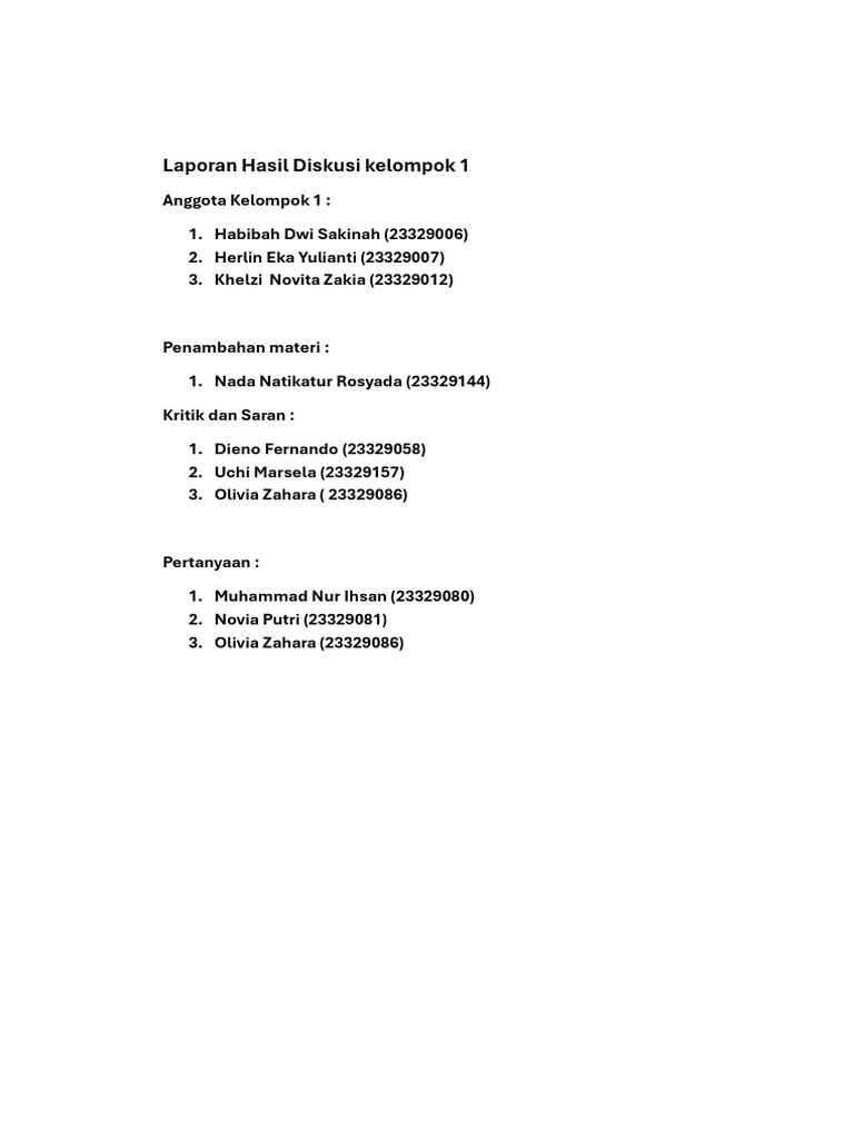 Laporan Diskusi Kelompok 1 Evaluasi | PDF