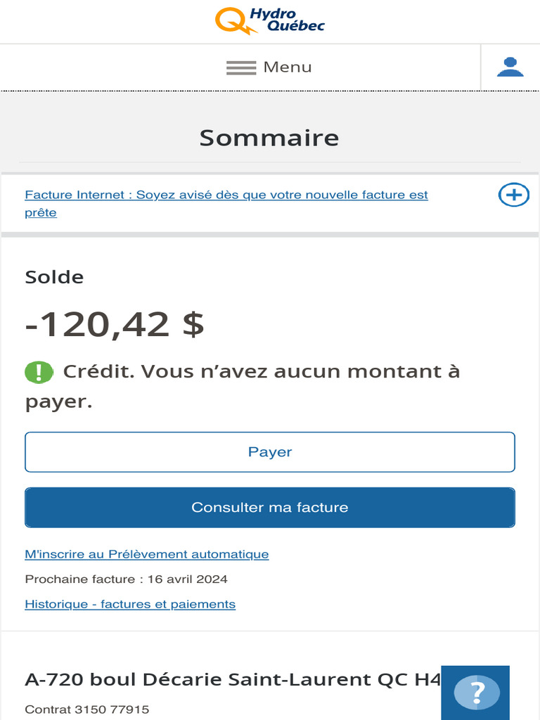 Sommaire - Espace Client Hydro-Québec | PDF