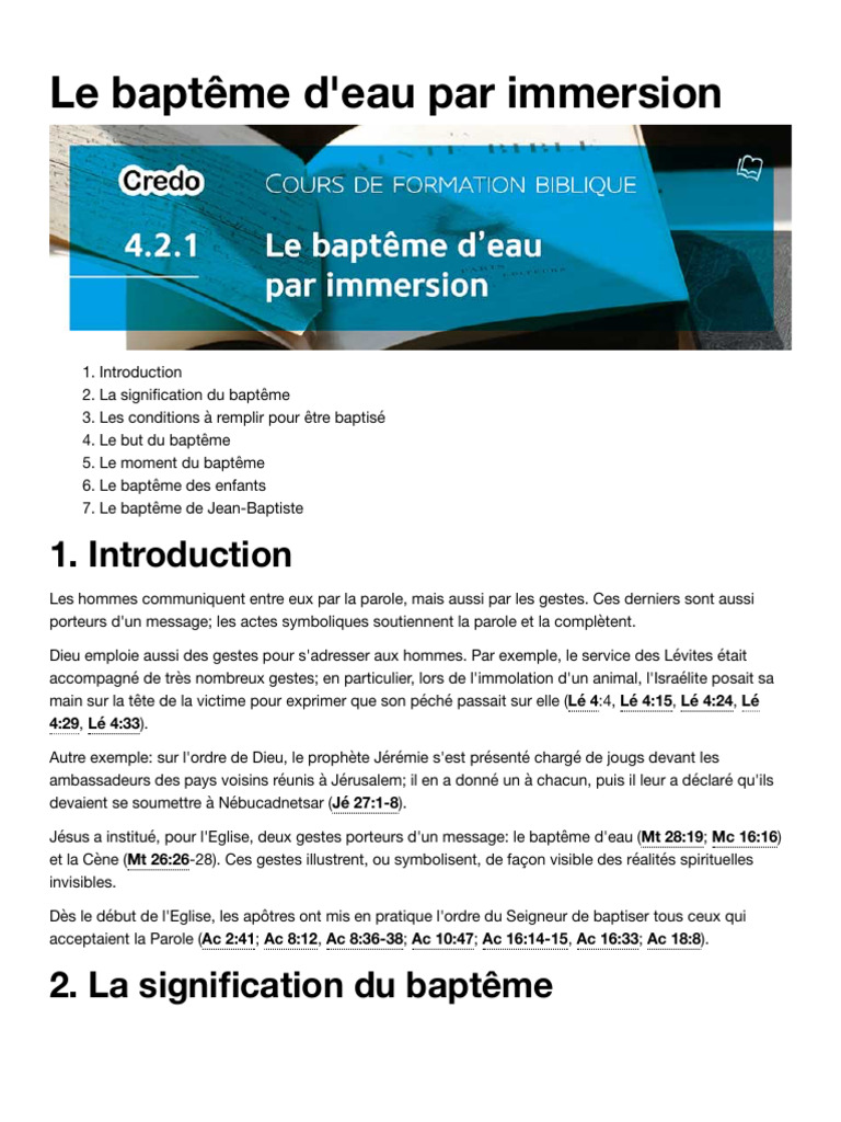 4-2-1 Le baptême d'eau par immersion | PDF
