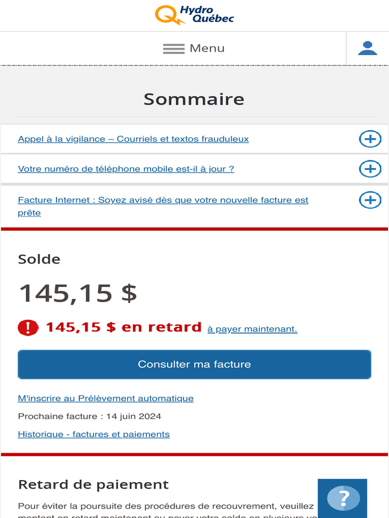Sommaire - Espace Client Hydro-Québec 2 | PDF