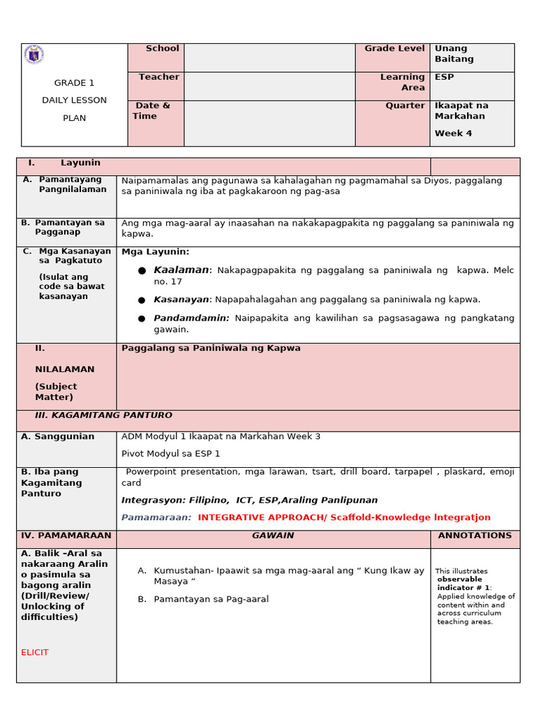 Cot - Esp 1-Q4-W4 | PDF
