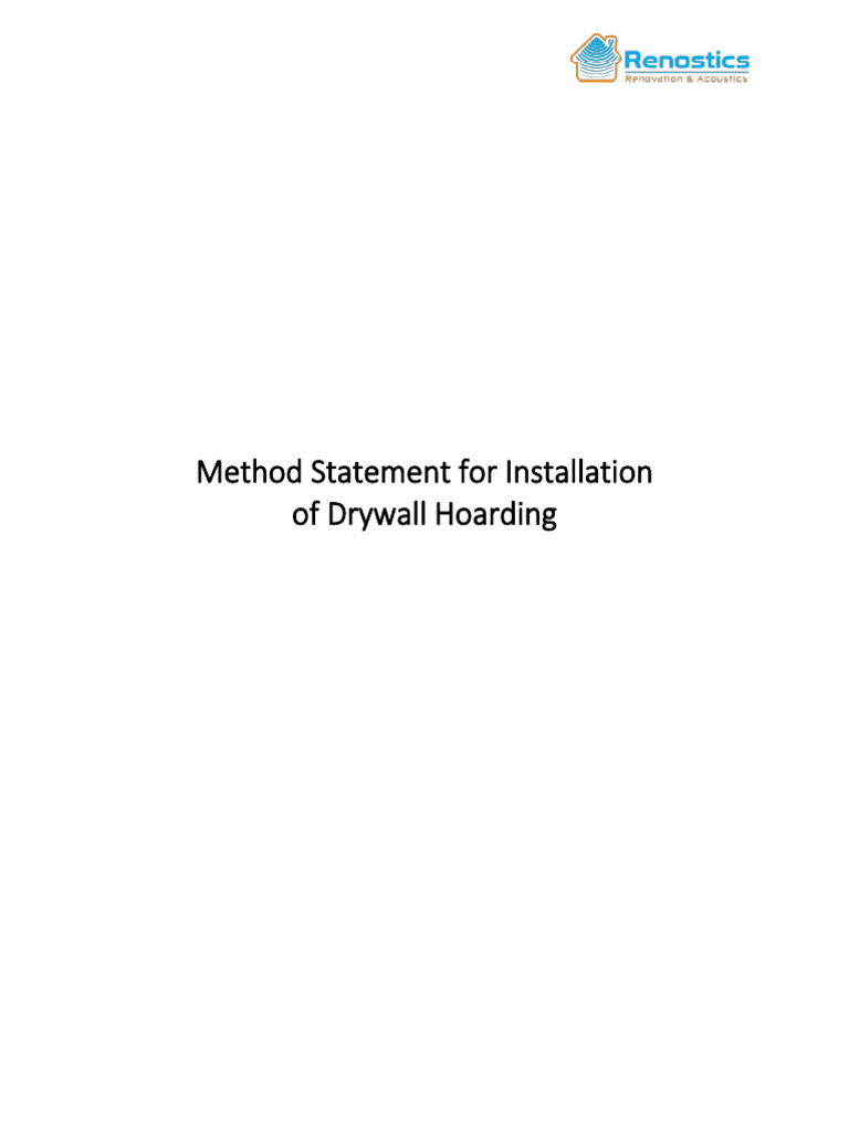 Method Statement for Drywall Hoarding | PDF