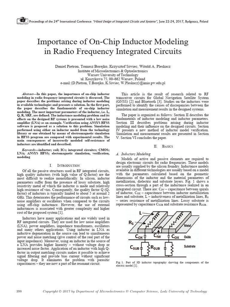 Importance of On-Chip Inductor Modeling in Radio Frequency Integrated ...