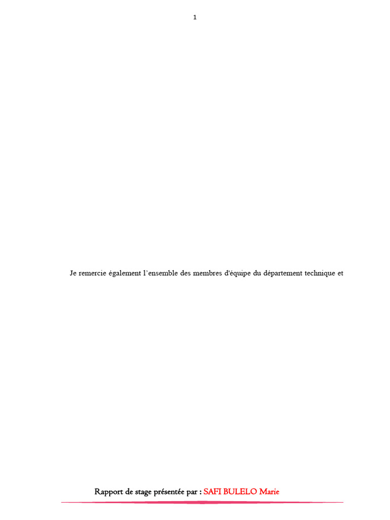 Rapport de Stage de Safi Bulelo Marie OK OK OK B302 - 115933 | PDF