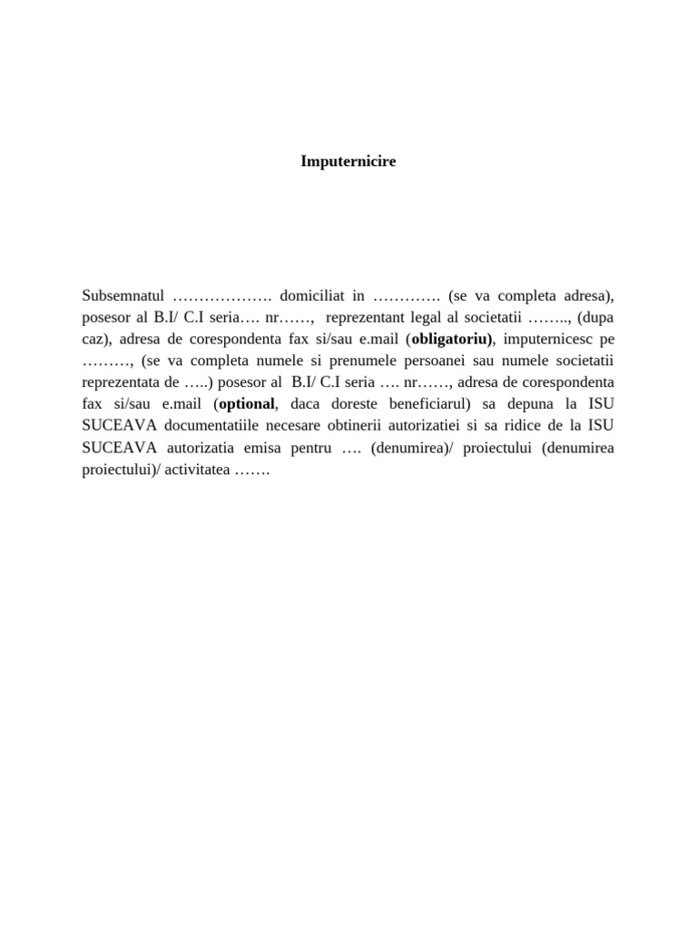 MODEL Imputernicire | PDF