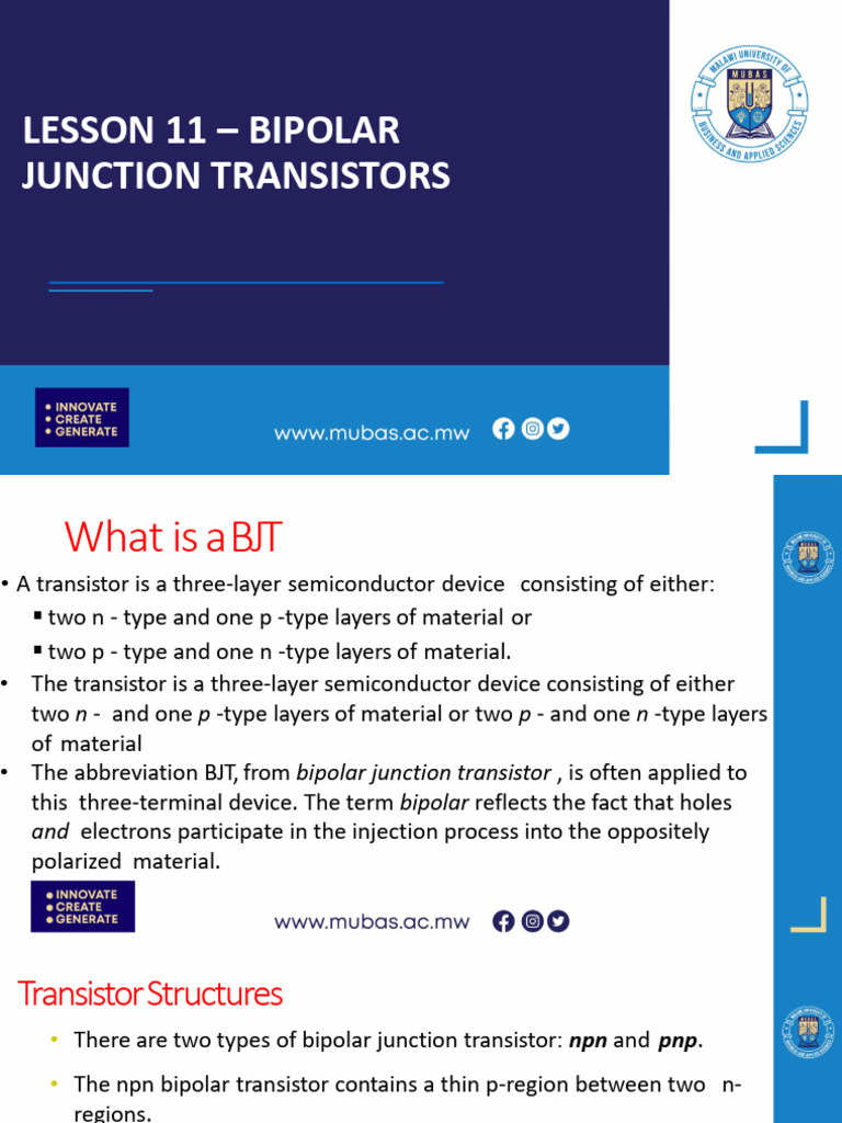 Lesson 11 -Bipolar Junction Transistor | PDF