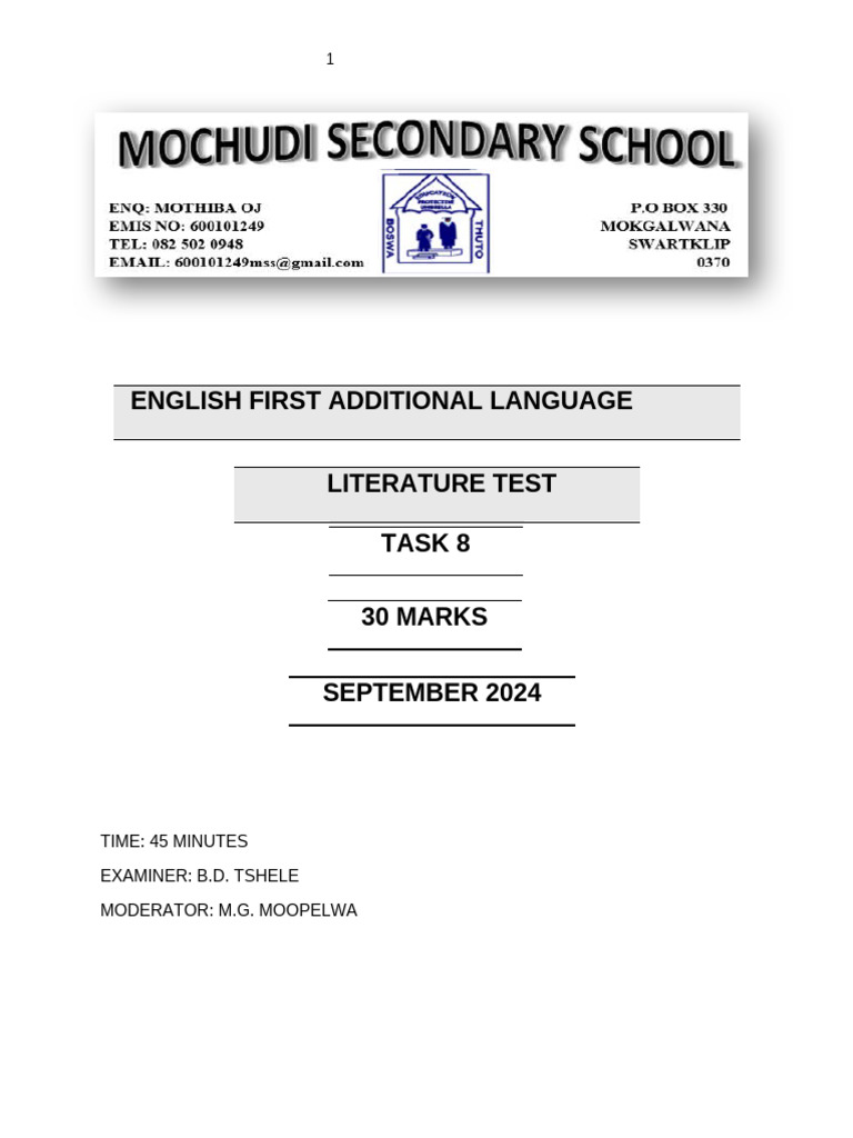 Grade 9 English Task-1 | PDF