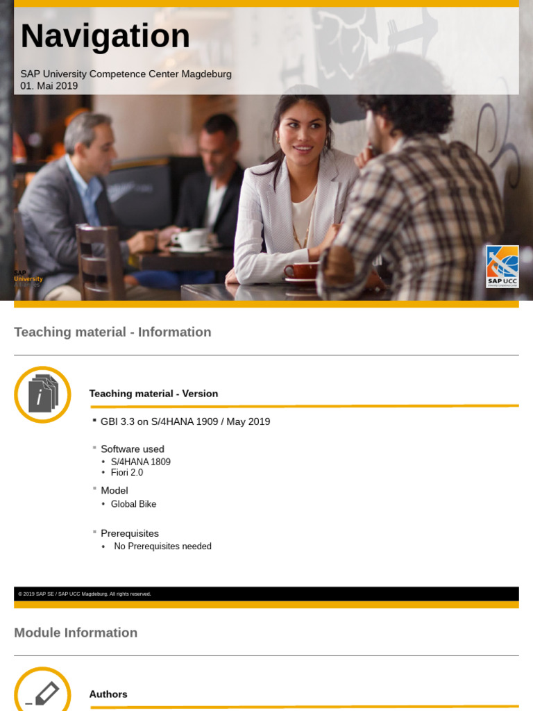 Intro S4HANA Using Global Bike Navigation Slides en v3.3 | PDF