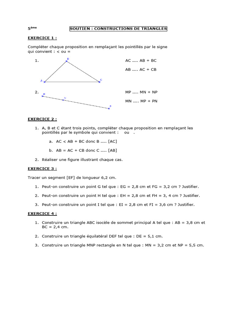 Soutien No 2 - Construction de Triangles | PDF